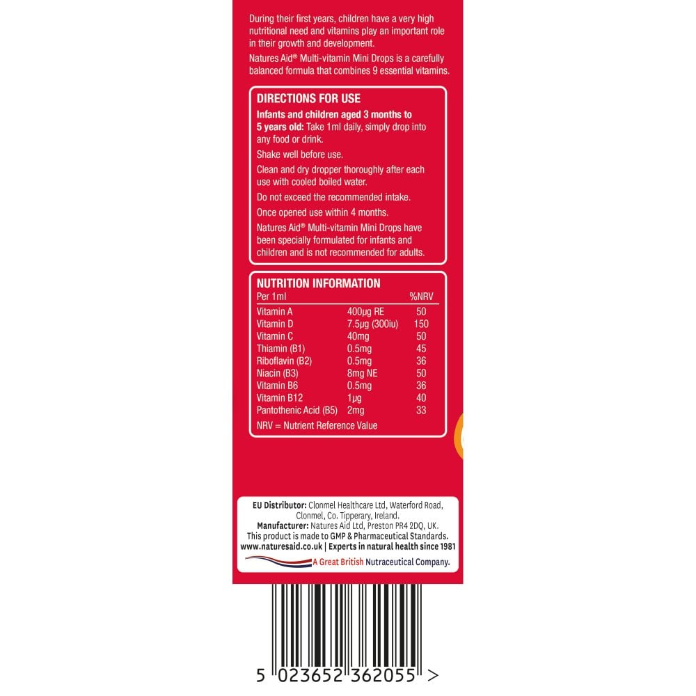 Natures Aid Multivitamin kapljice za otroke, 50 ml - Vitalia.si